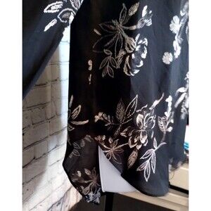 Maurices | Tops | Maurices Womens Tunic Blouse Black White Flowy Vneck Long Sleeve Floral Small ...